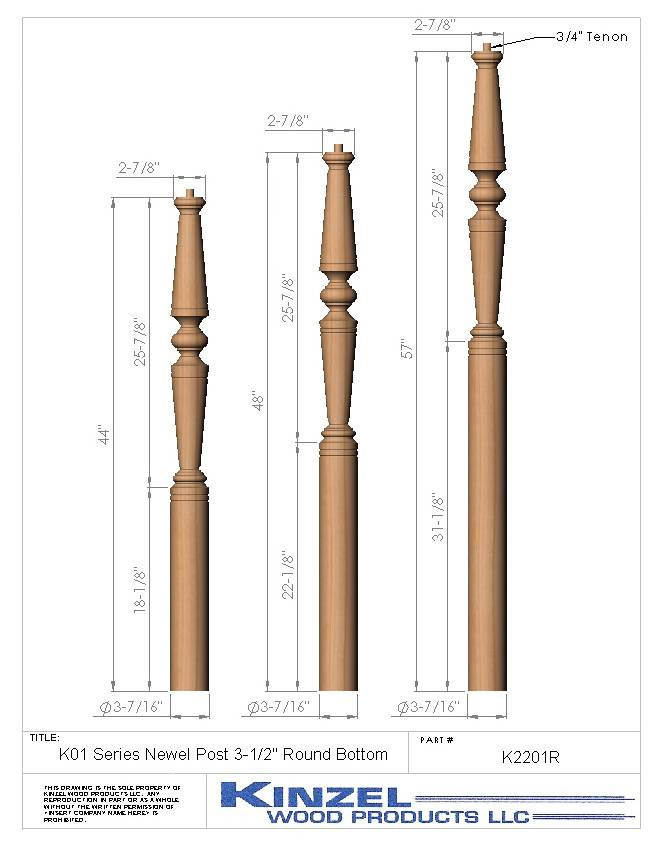 K01 Turned Newel Posts OTP - Proudly Made in USA - Shop Online