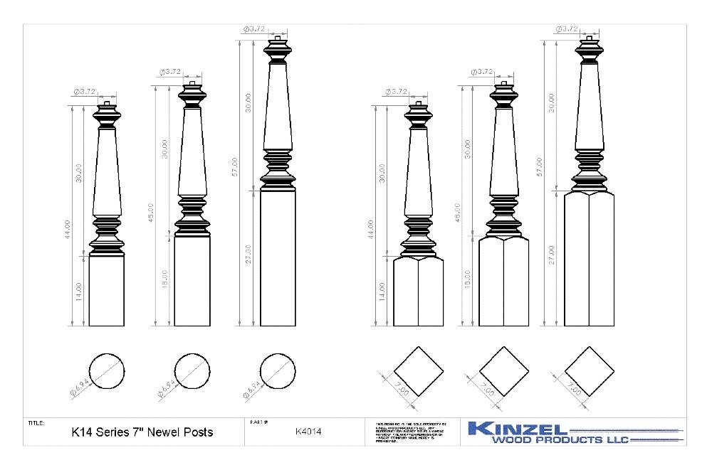 K14 Turned Newel Posts OTP - Proudly Made in USA - Shop Online