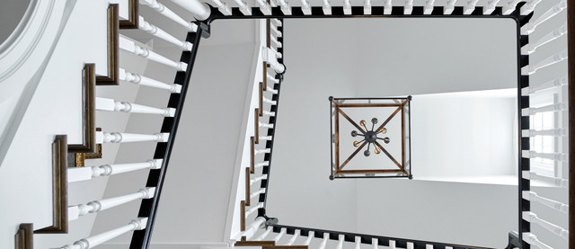High quality wood stair parts, thick stair treads, large newel posts ...