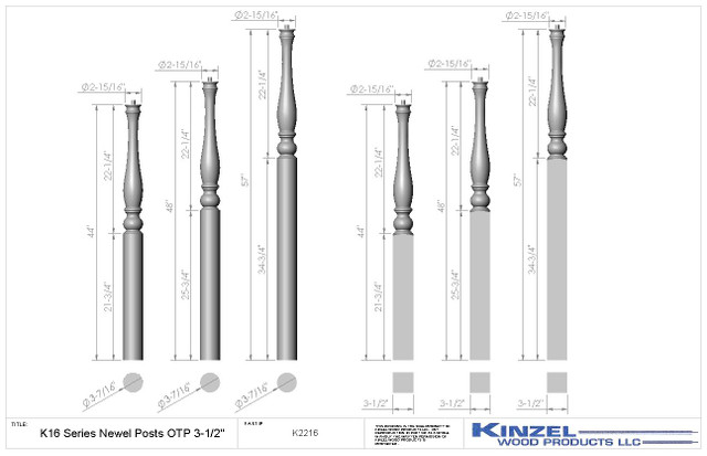 K16 Turned Newel Posts OTP - Proudly Made in USA - Shop Online - Kinzel ...