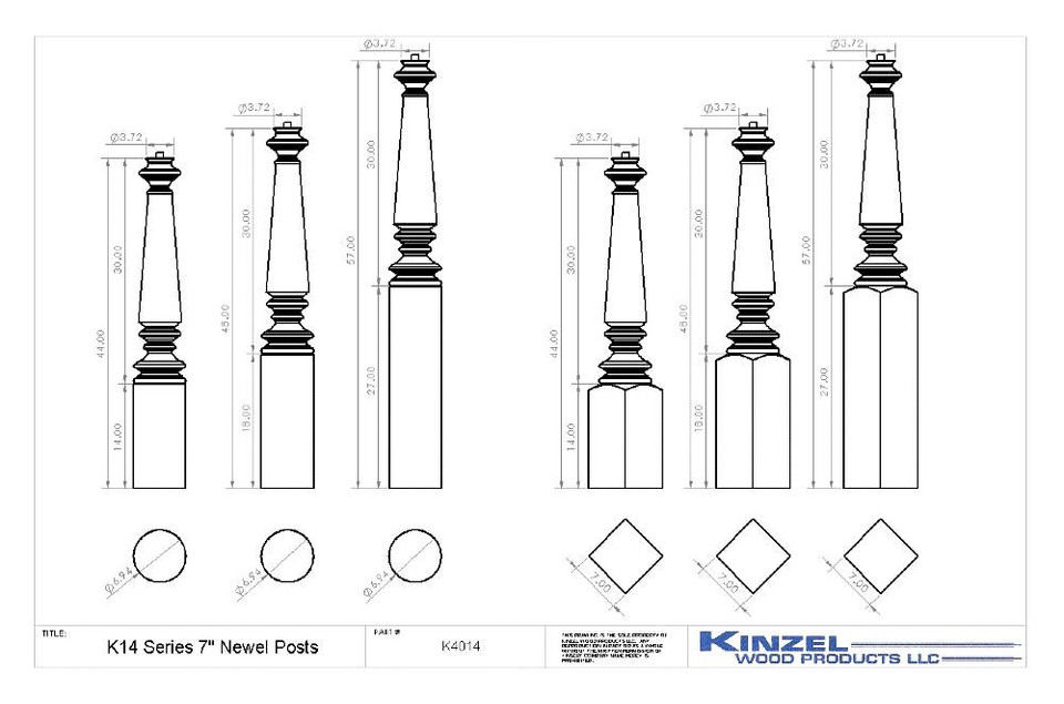 K14 Turned Newel Posts OTP - Proudly Made in USA - Shop Online