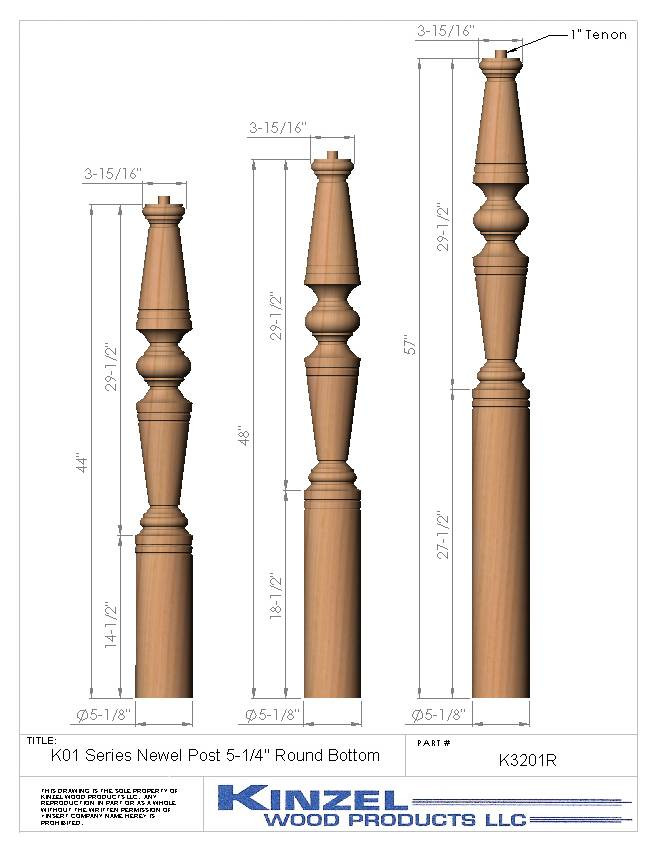 K01 Turned Newel Posts OTP - Proudly Made in USA - Shop Online