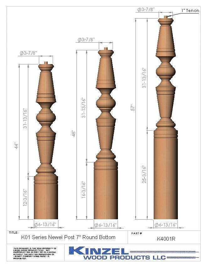 K01 Turned Newel Posts OTP - Proudly Made in USA - Shop Online