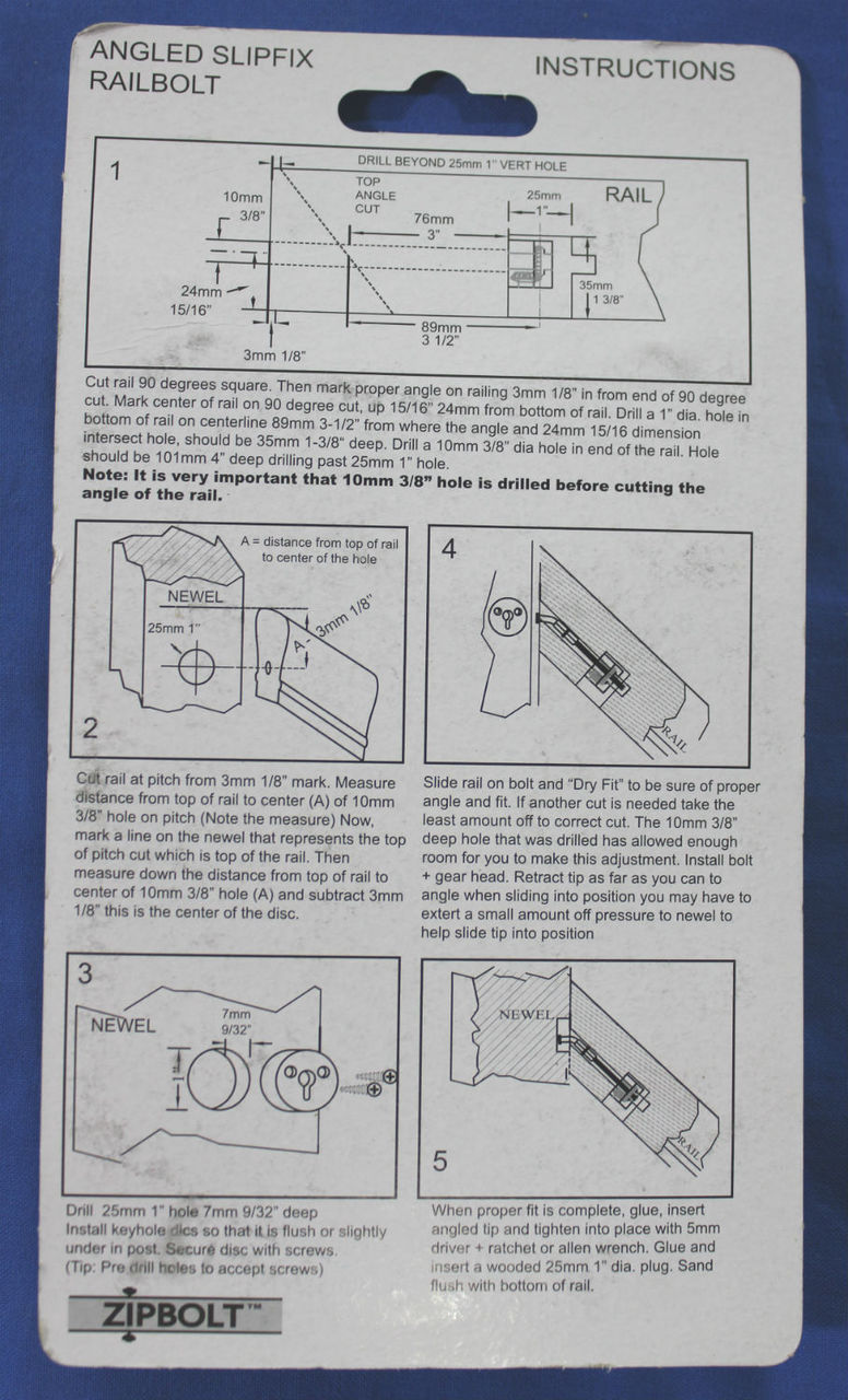 K3023 Slipfix Angle Railbolt - Double Pack - Kinzel Wood Products Store