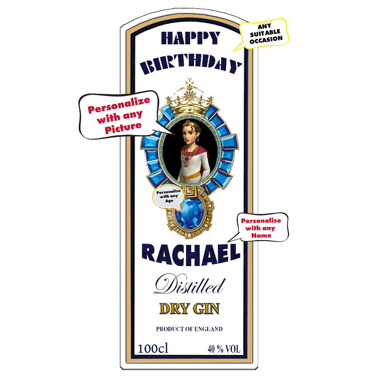 personalised Sticker label for Bombay Sapphire Gin bottle label ...