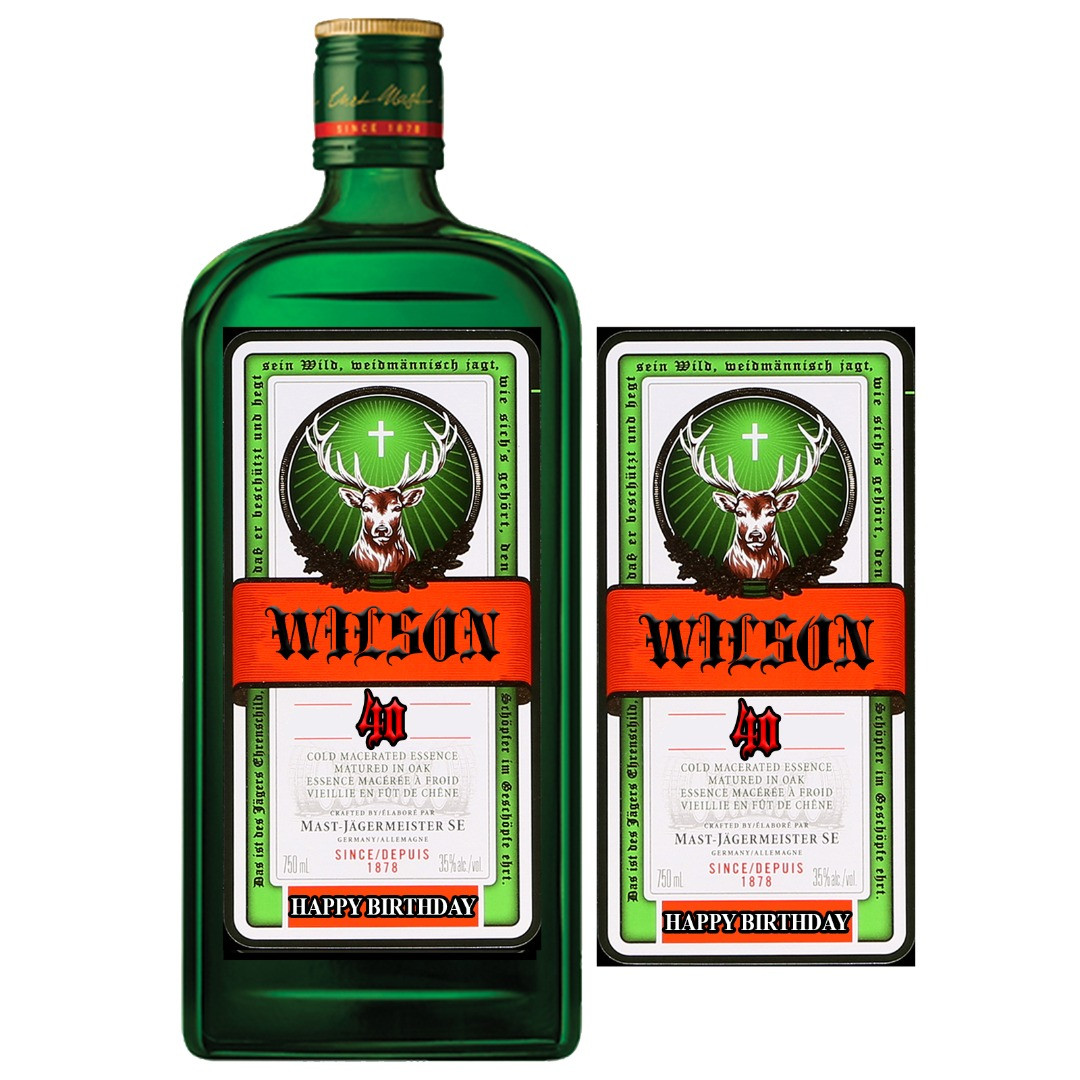Personalised Customized Sticker Bottle Label Jagermeister for Birthday ...