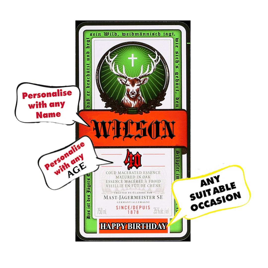 Personalised Customized Sticker Bottle Label Jagermeister for Birthday ...