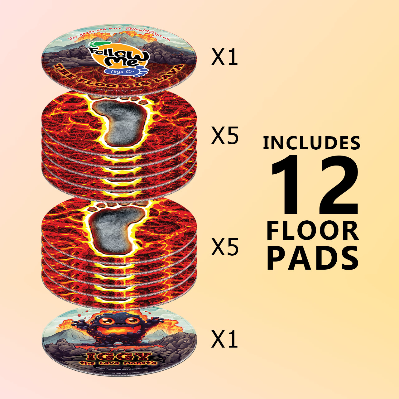 The Floor is Lava - Floor Pad Playset (12pc) - Featuring Iggy the Lava ...
