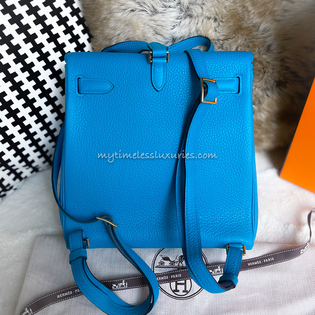 HERMES 2020 Kelly Ado II Backpack Bleu Frida GHW *New - Timeless Luxuries