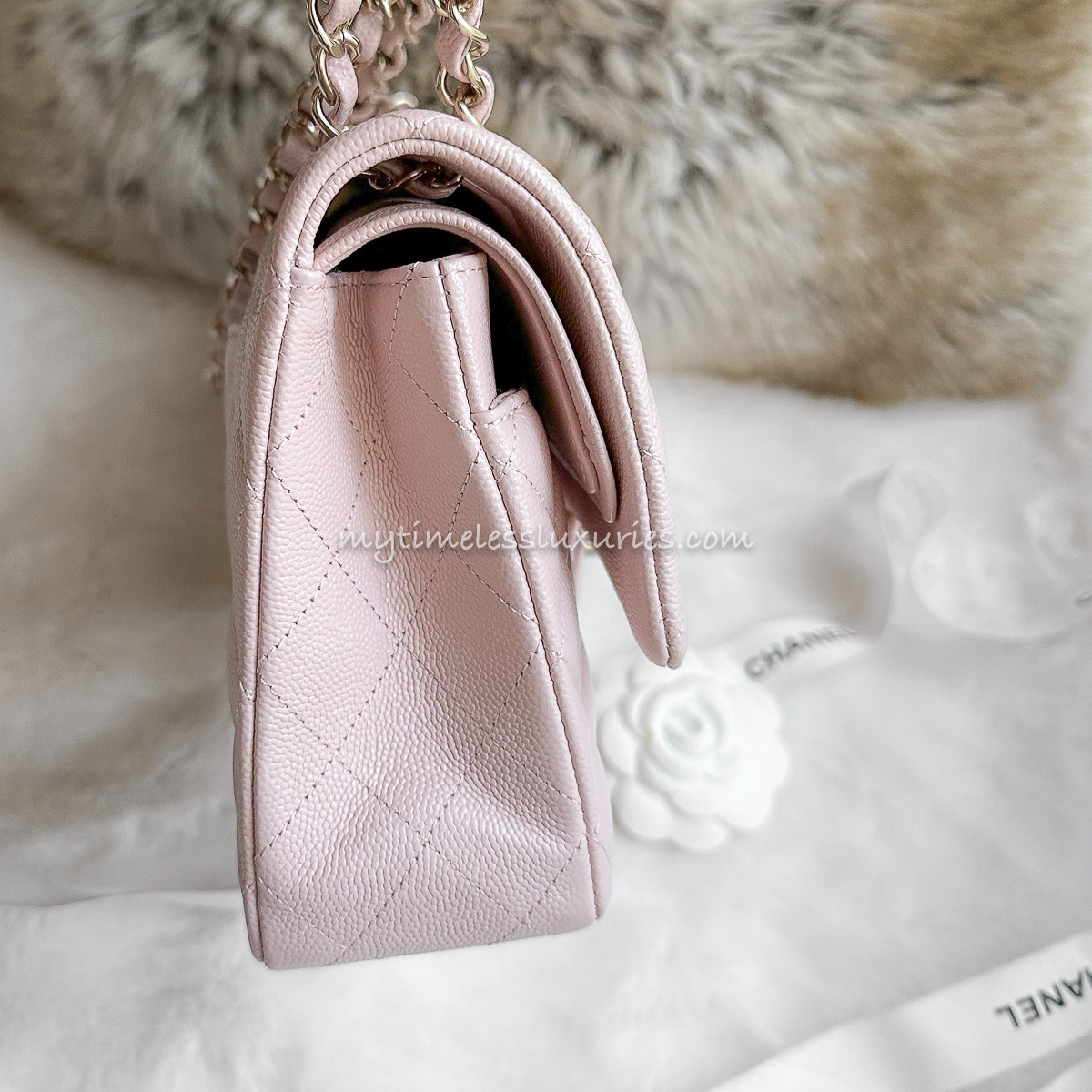 CHANEL 21C Rose Clair Caviar Classic Flap Lt Gold Hw *New - Timeless ...
