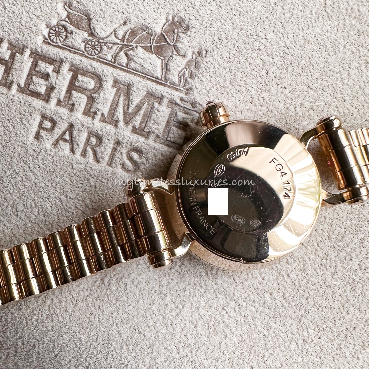 HERMES Faubourg Watch 15mm RG Pink Sapphires Diamonds