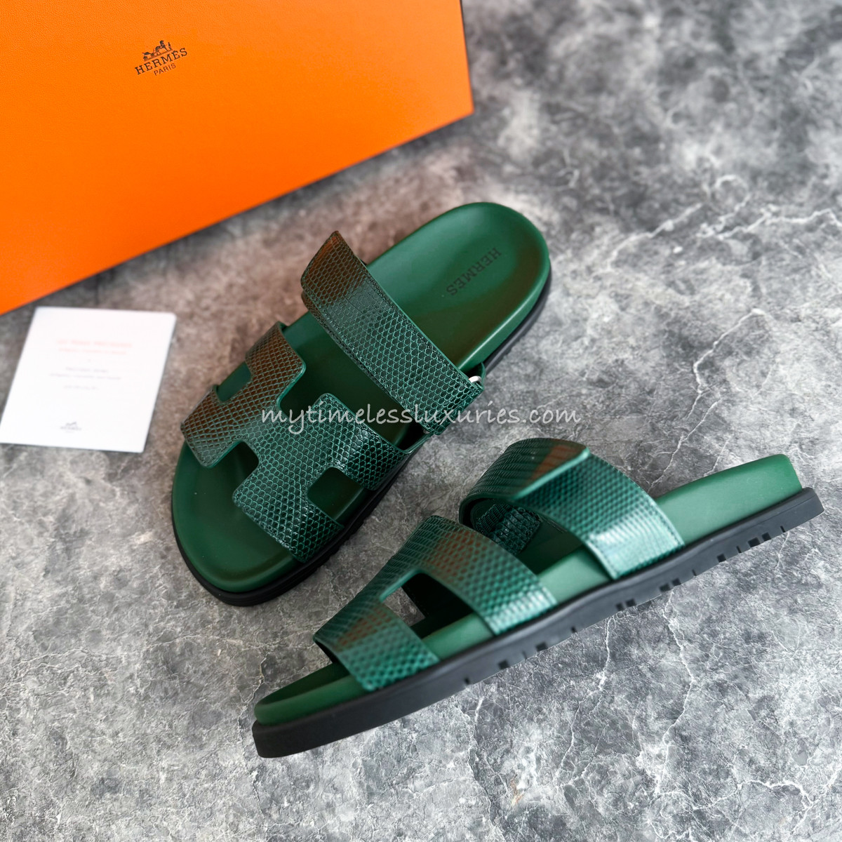 HERMES Lizard Skin Chypre Sandal 36 *New - Timeless Luxuries