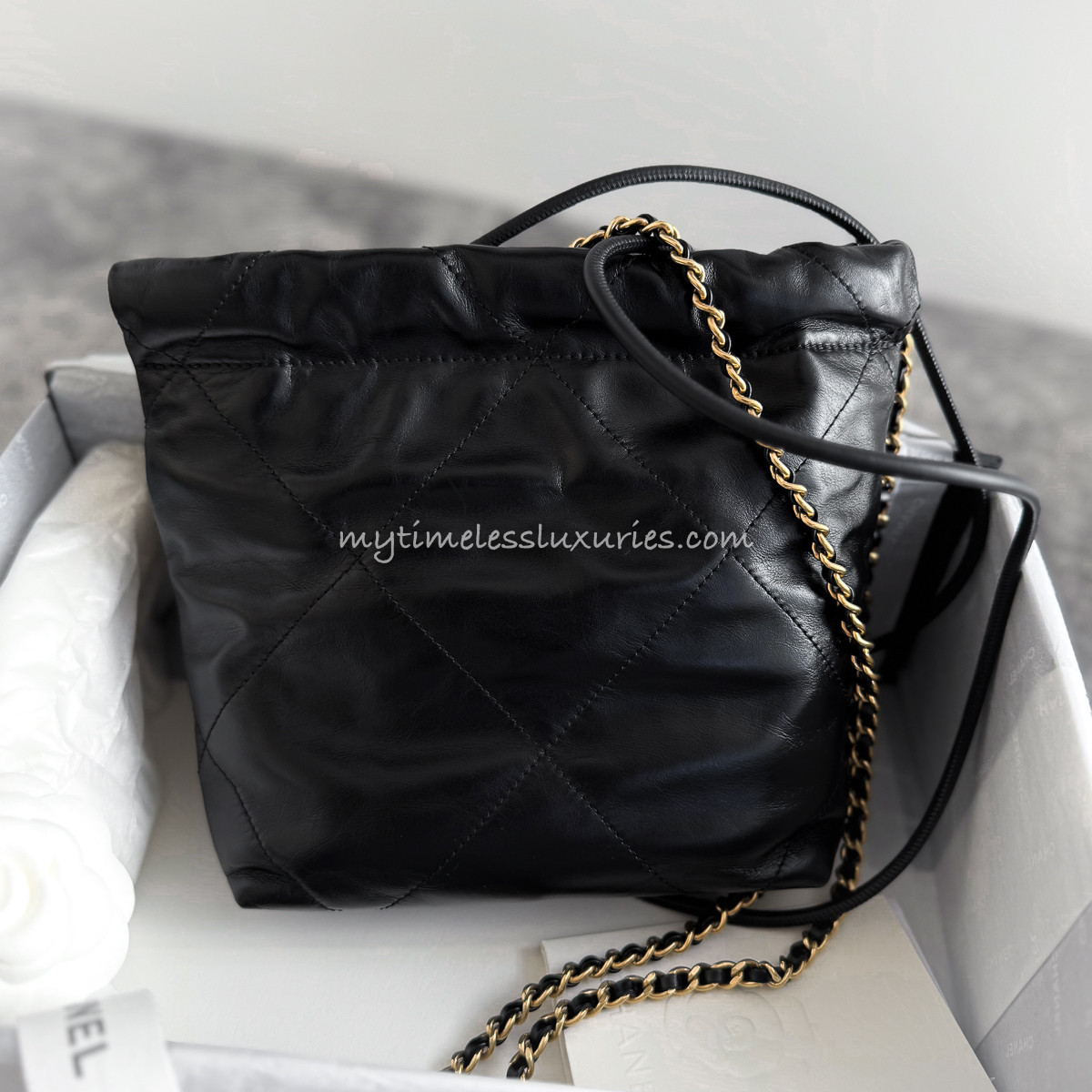 CHANEL Mini 22 Black Calfskin GHW - Timeless Luxuries