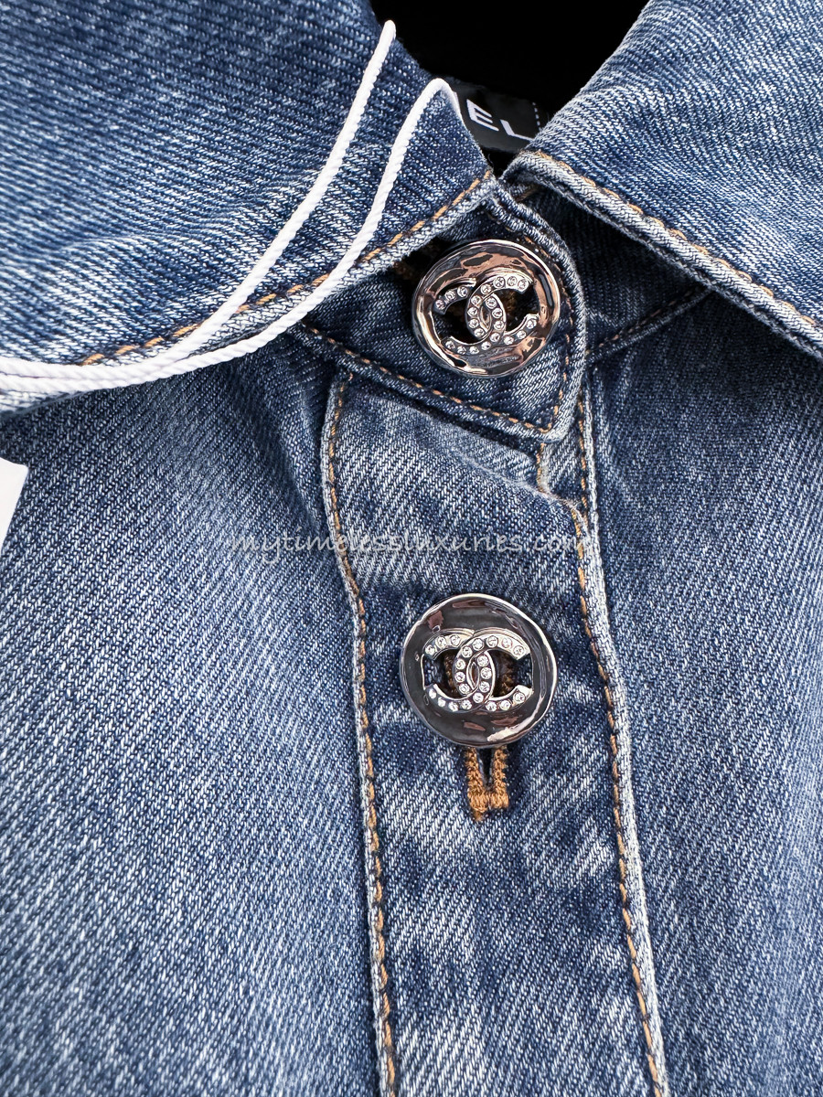 CHANEL 24P Denim Jacket CC Heart Pockets 36 *New - Timeless Luxuries