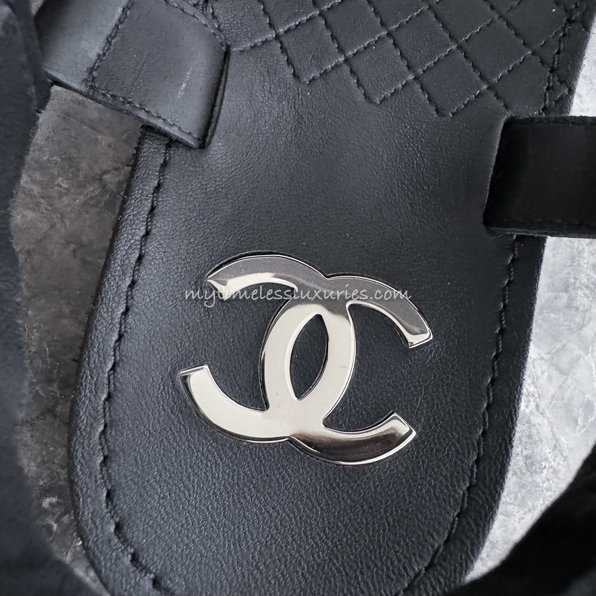 CHANEL CC Leather Sandals Interlaced Chain Straps 36.5 *New - Timeless ...