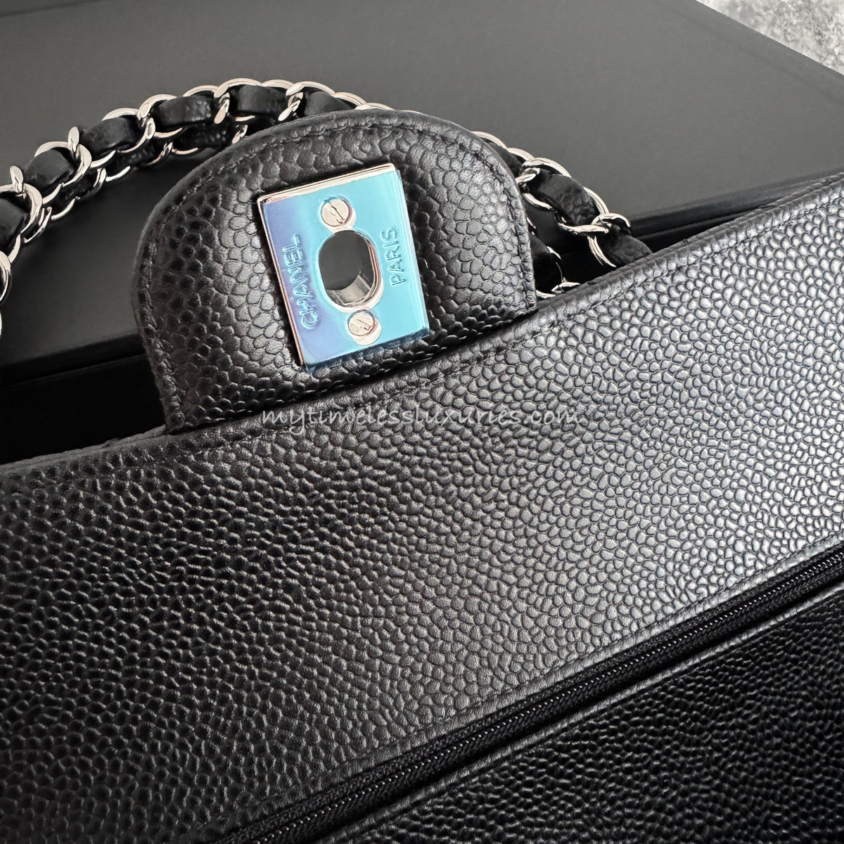 CHANEL Black Caviar Medium Classic Flap Silver Hw - Timeless Luxuries