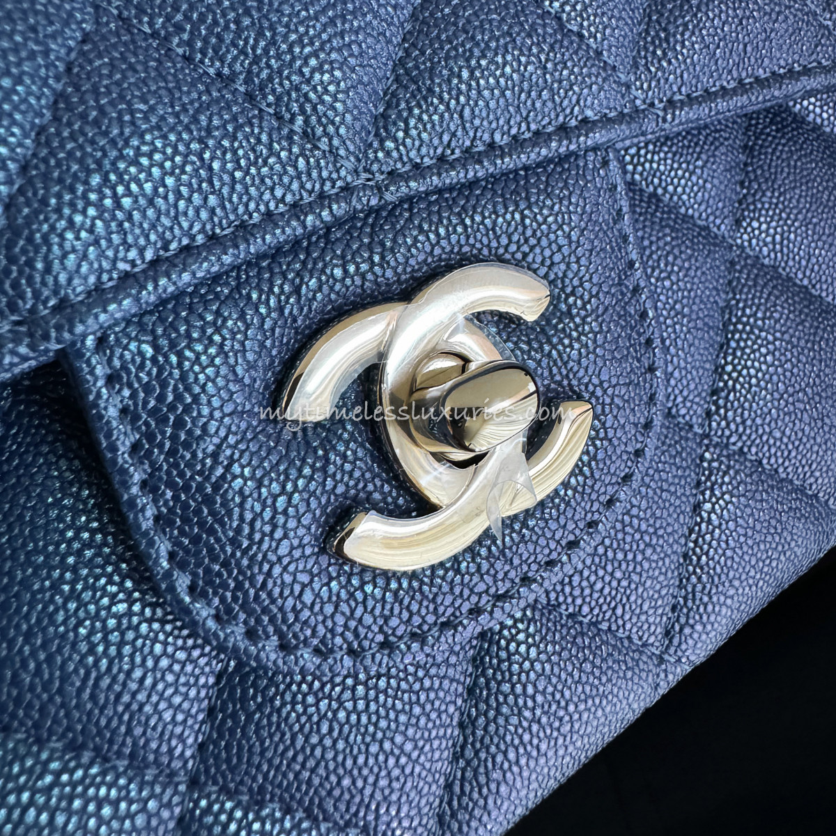 CHANEL 19S Iridescent Blue Medium Classic Flap LGHW *New - Timeless ...