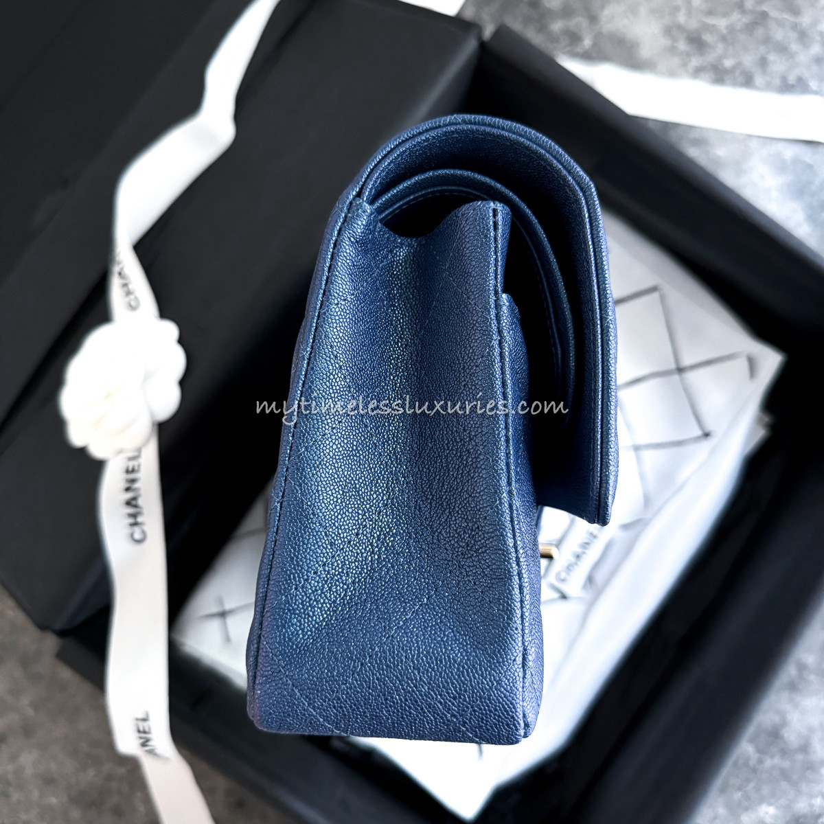 CHANEL 19S Iridescent Blue Medium Classic Flap LGHW *New - Timeless ...