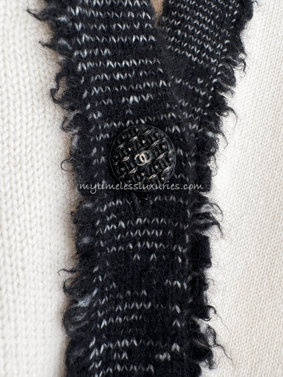 CHANEL 18K Cashmere/ Silk Cardigan Tweed Trim 36 - Timeless Luxuries