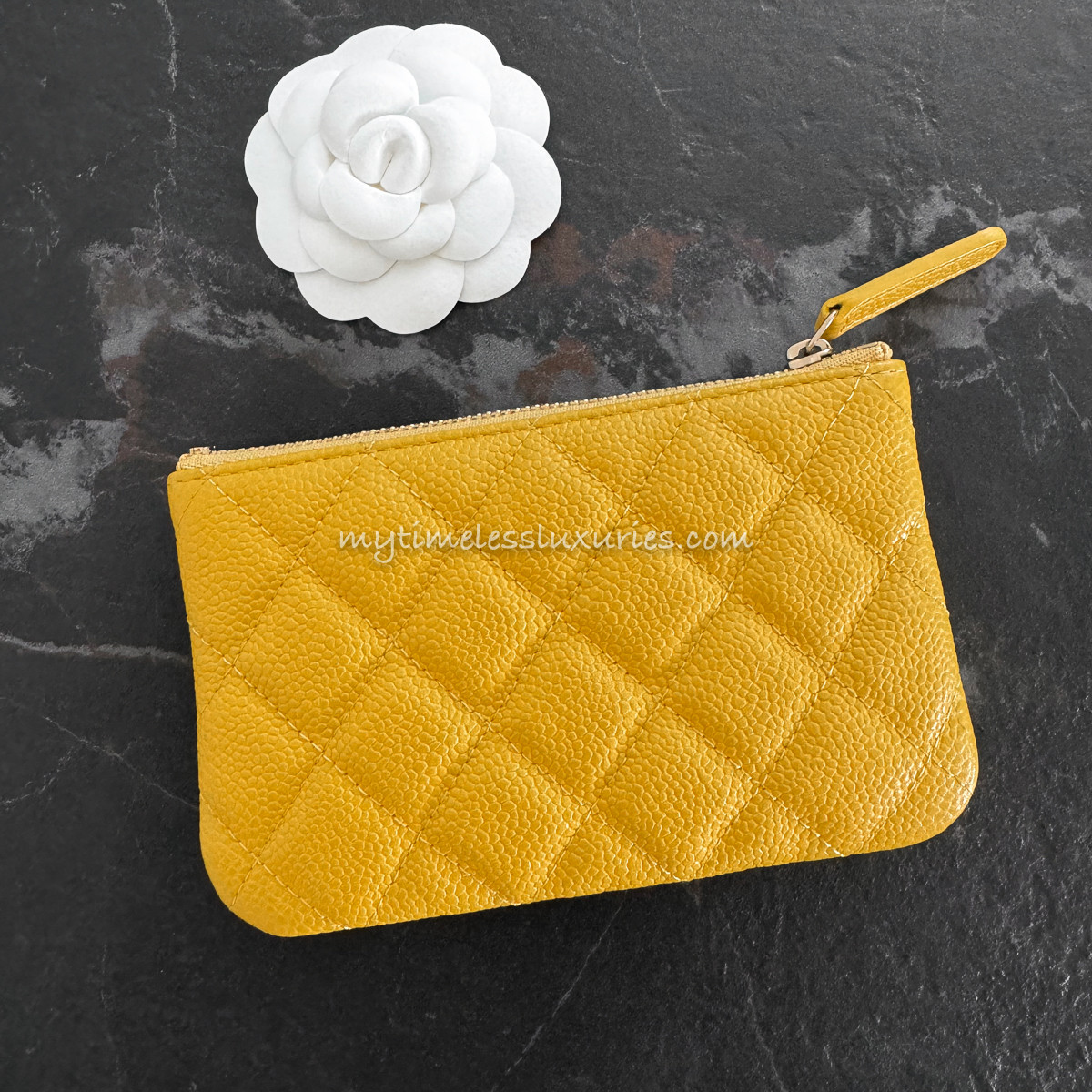 CHANEL 18S Yellow Caviar Small Zipped Pouch/ Mini O-Case *New ...