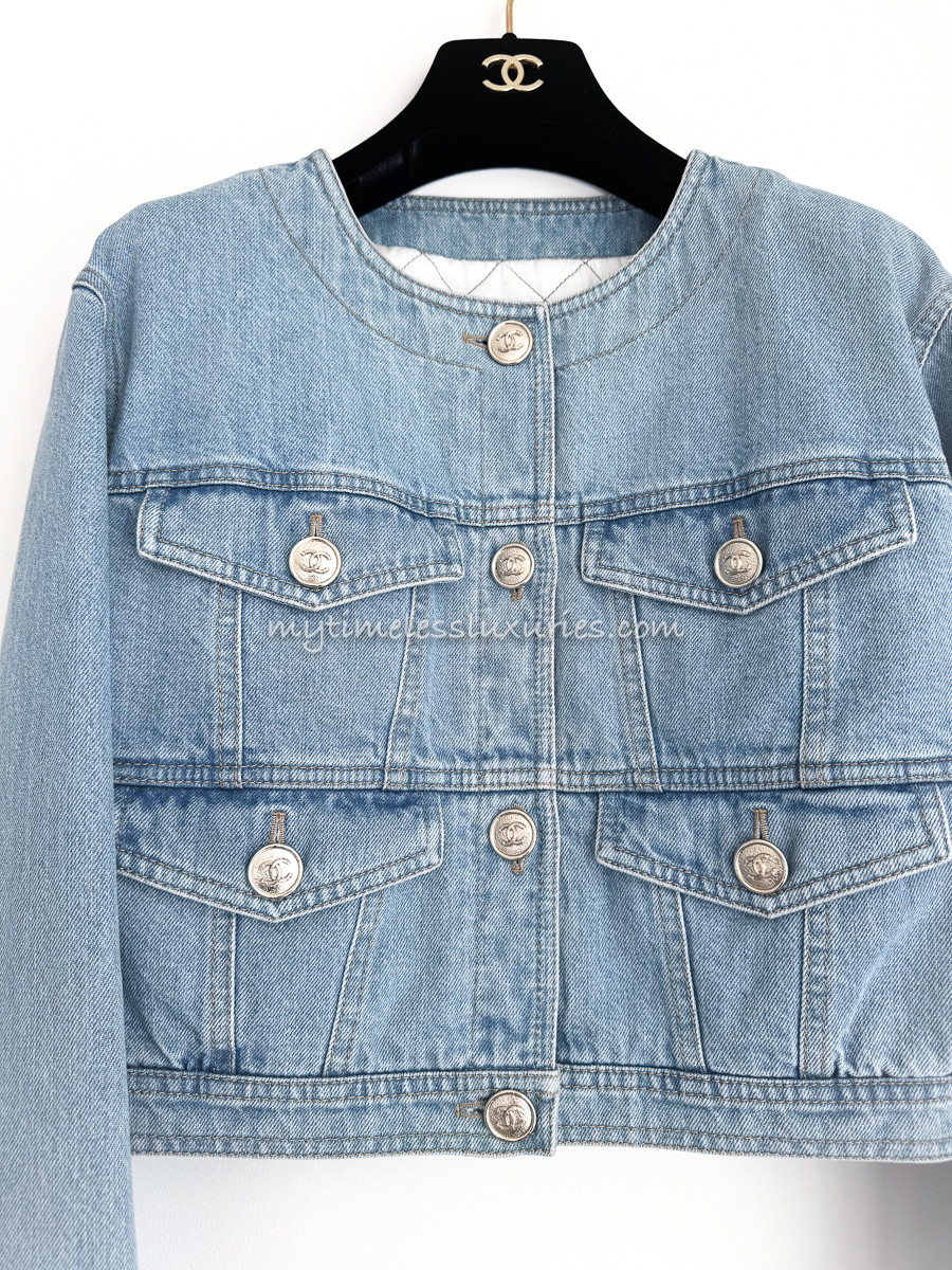 CHANEL 20B Denim Jacket CC Buttons - Timeless Luxuries