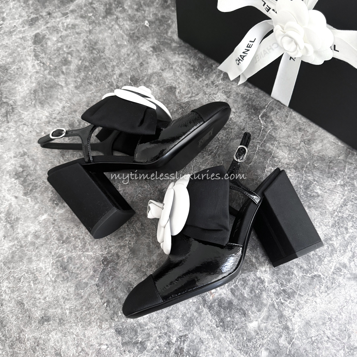 CHANEL 23K Runway Camellia Slingback Shoes 34.5 *New - Timeless Luxuries