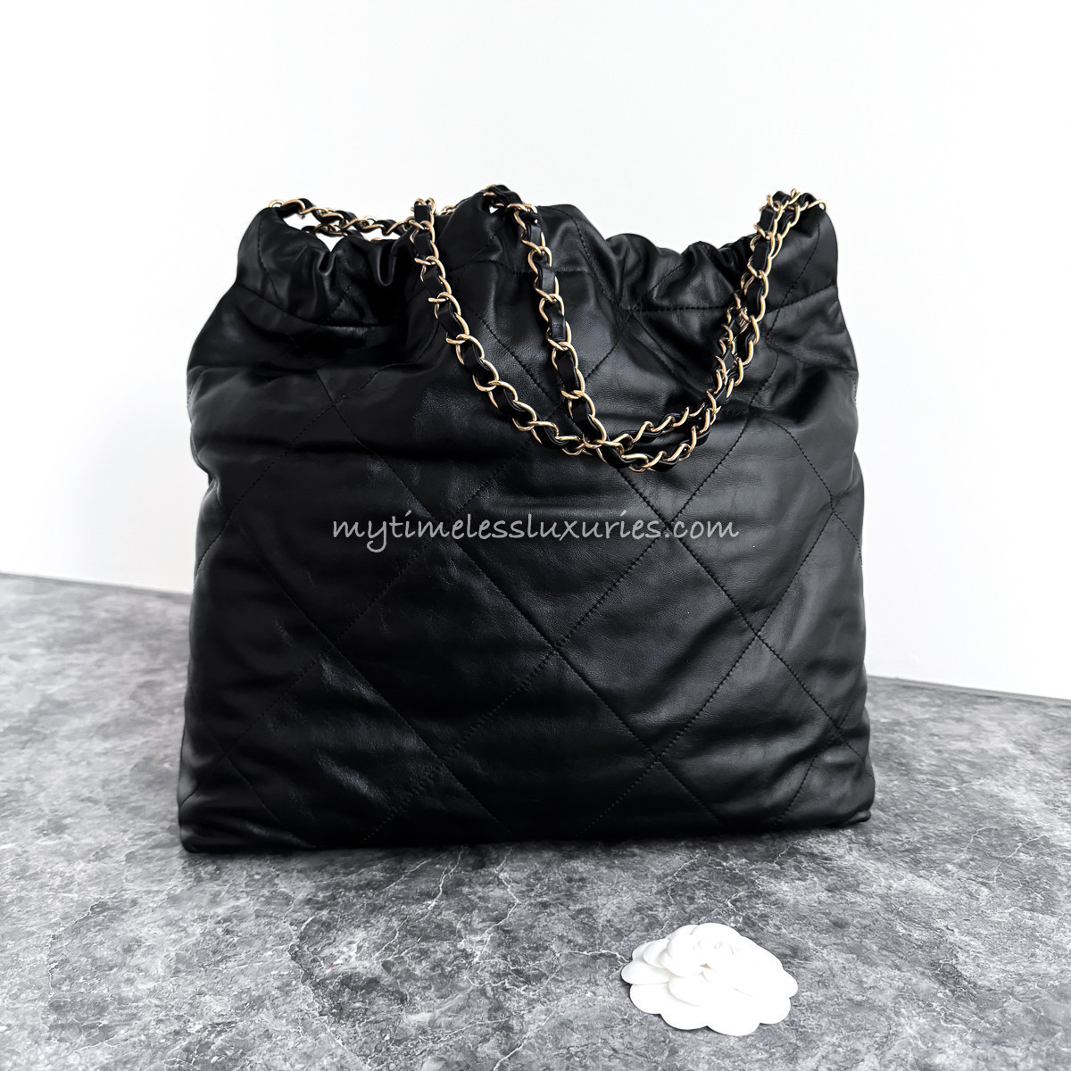 CHANEL Medium 22 Calfskin Gold Hw + Samorga inserts - Timeless Luxuries