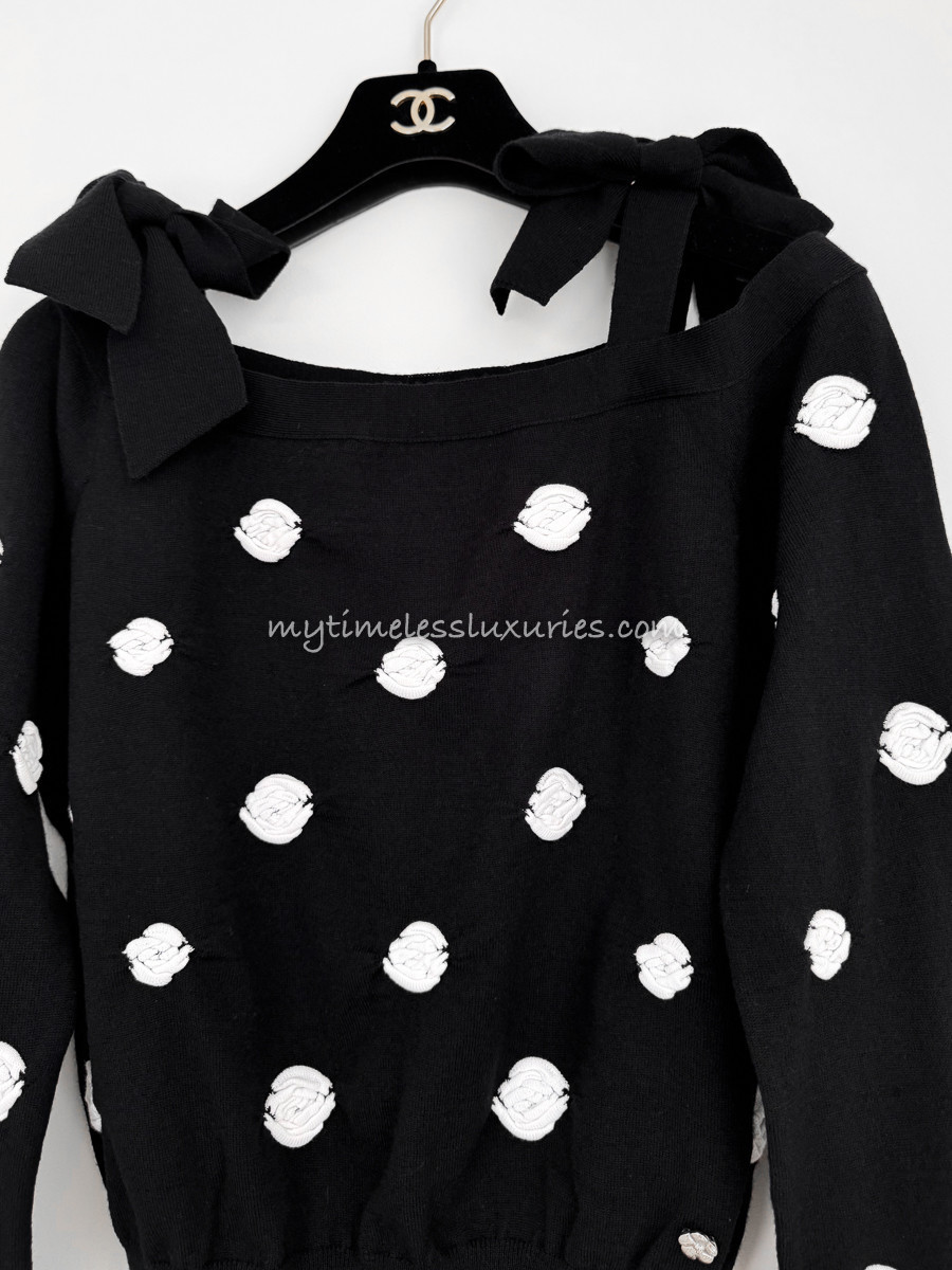 CHANEL 23K Camélia Off Shoulder Tie Top *New - Timeless Luxuries