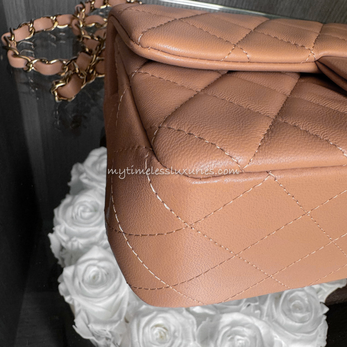 CHANEL 24B Dk Beige Mini Rectangular Flap Bag Gold Hw - Timeless Luxuries
