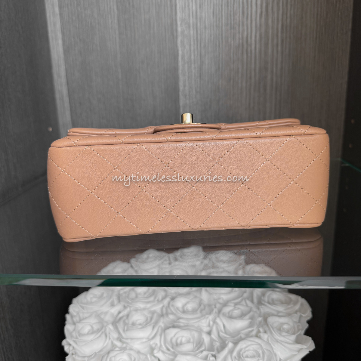 CHANEL 24B Dk Beige Mini Rectangular Flap Bag Gold Hw - Timeless Luxuries