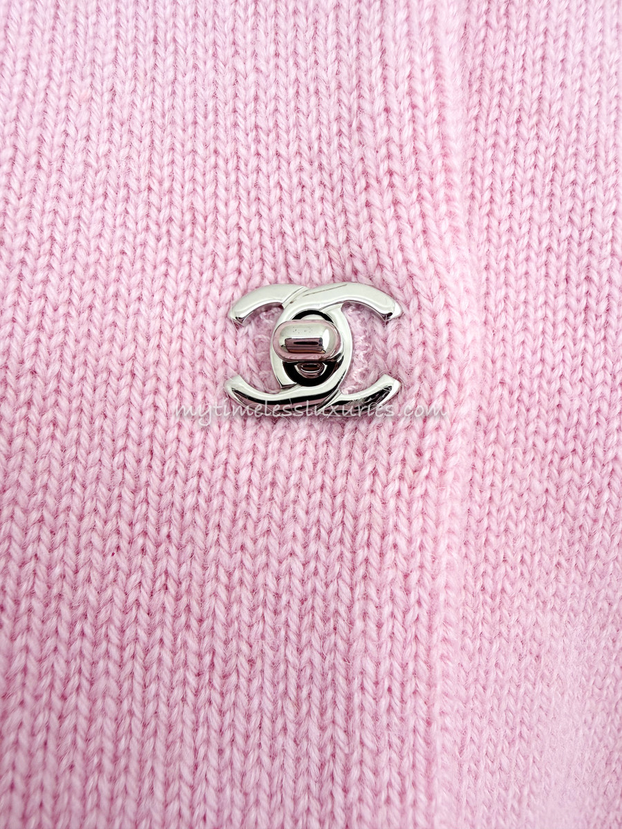 CHANEL 24B CC Turnlock Cashmere Cardigan - Timeless Luxuries