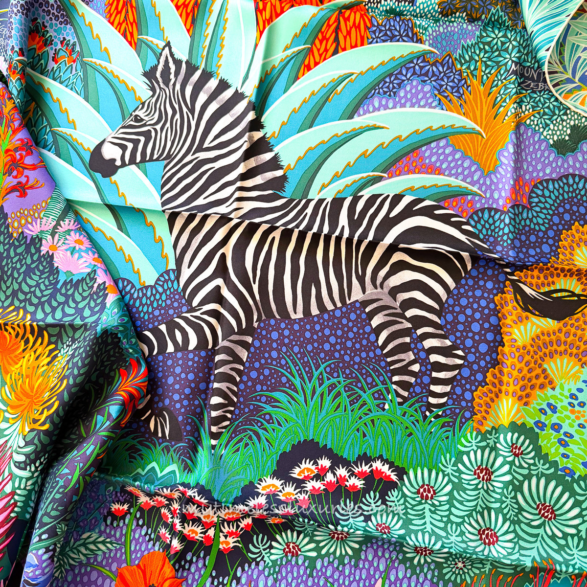HERMES 'Mountain Zebra' by Alice Shirley Silk Twill 90 Scarf *New ...