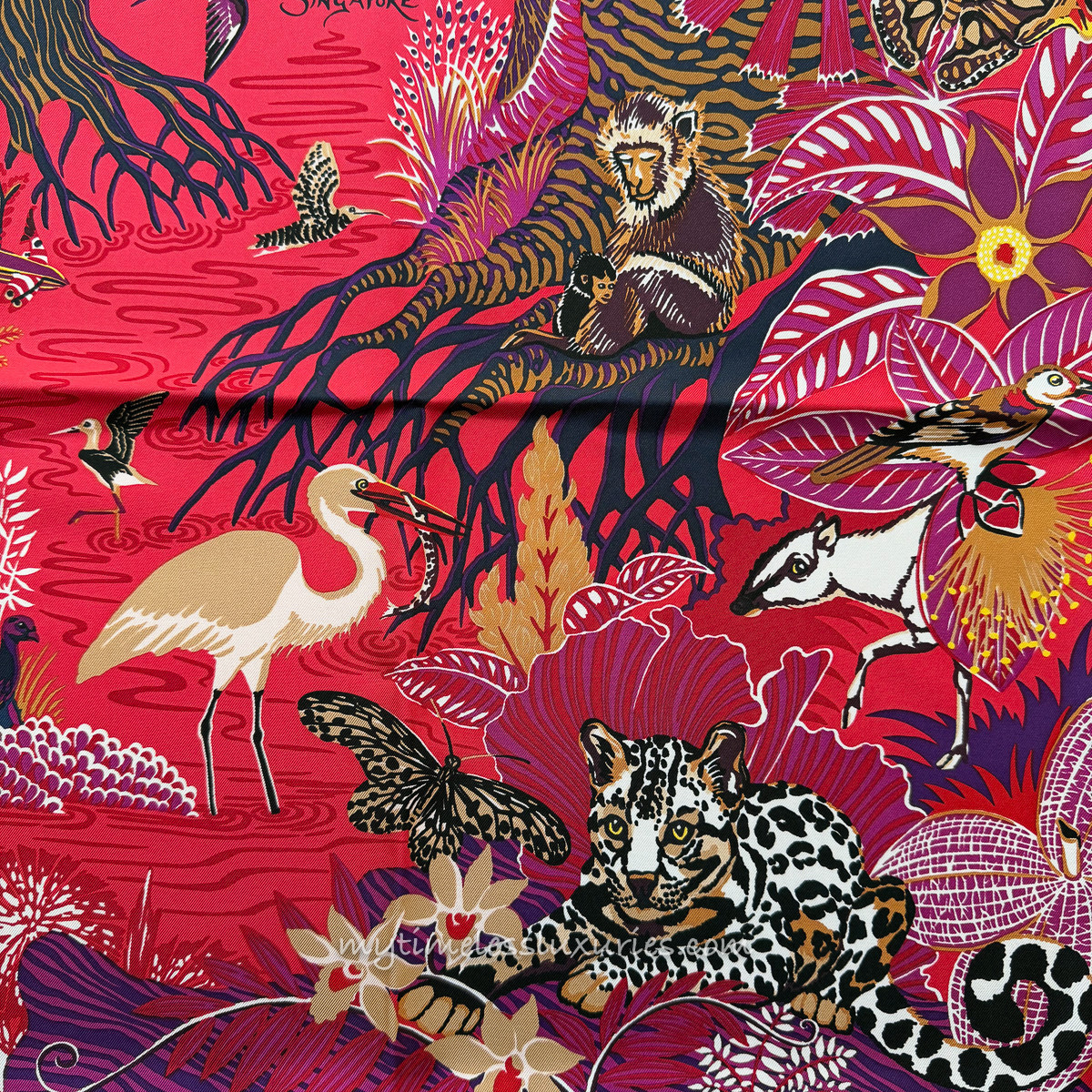 HERMES 'Wild Singapore' by Alice Shirley Silk Twill 90 Scarf *New ...
