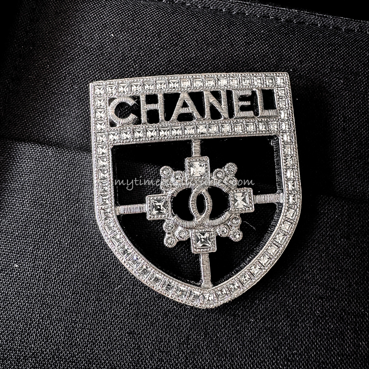 CHANEL Strass Crystal Crest Badge Brooch - Timeless Luxuries