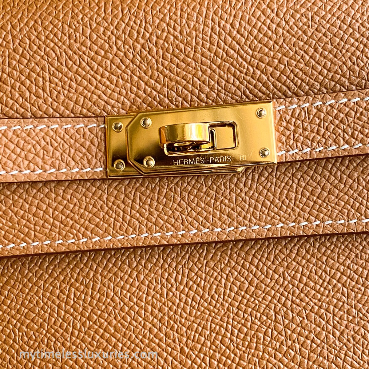 HERMES Gold Epsom GHW Classique Kelly to Go Wallet - Timeless Luxuries
