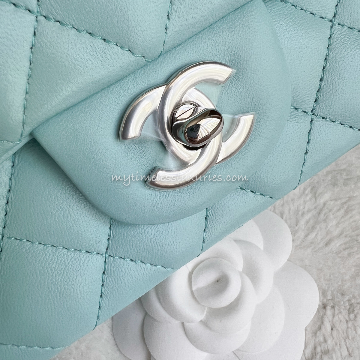 CHANEL 19C Tiffany Blue Mini Rectangular Flap Bag *New - Timeless Luxuries
