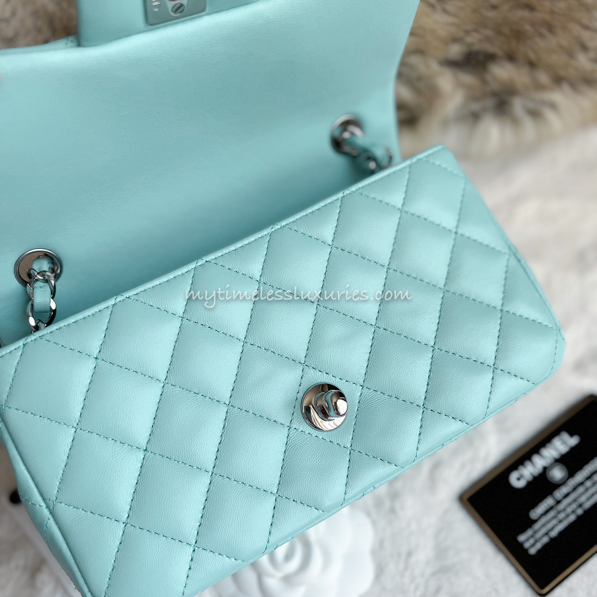 CHANEL 19C Tiffany Blue Mini Rectangular Flap Bag *New - Timeless Luxuries