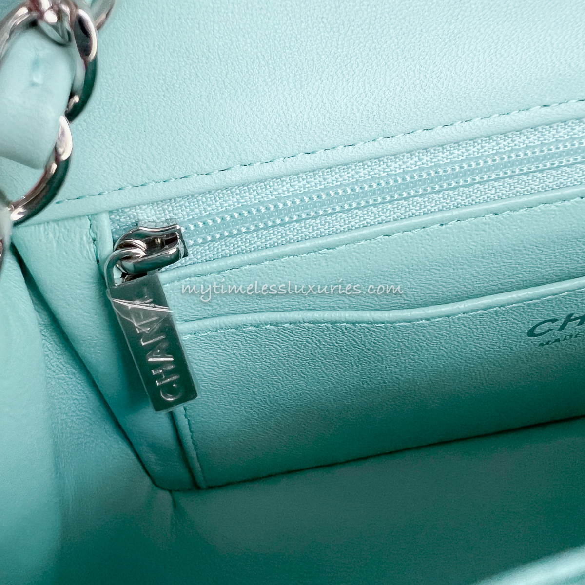 CHANEL 19C Tiffany Blue Mini Rectangular Flap Bag *New - Timeless Luxuries