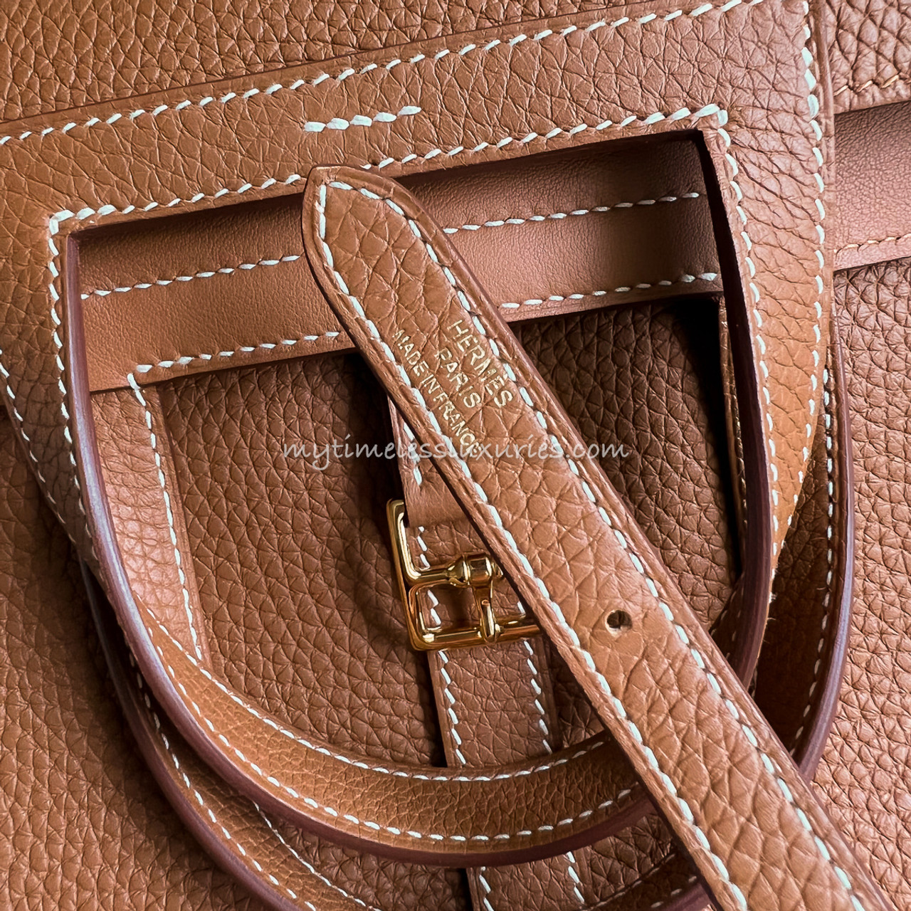 HERMES Halzan 25 Gold Clemence GHW Z - Timeless Luxuries