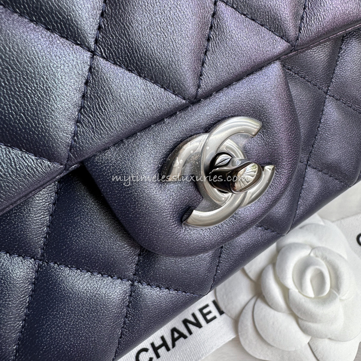 CHANEL 22B Iridescent Navy Mini Rectangular Flap Bag *New - Timeless ...