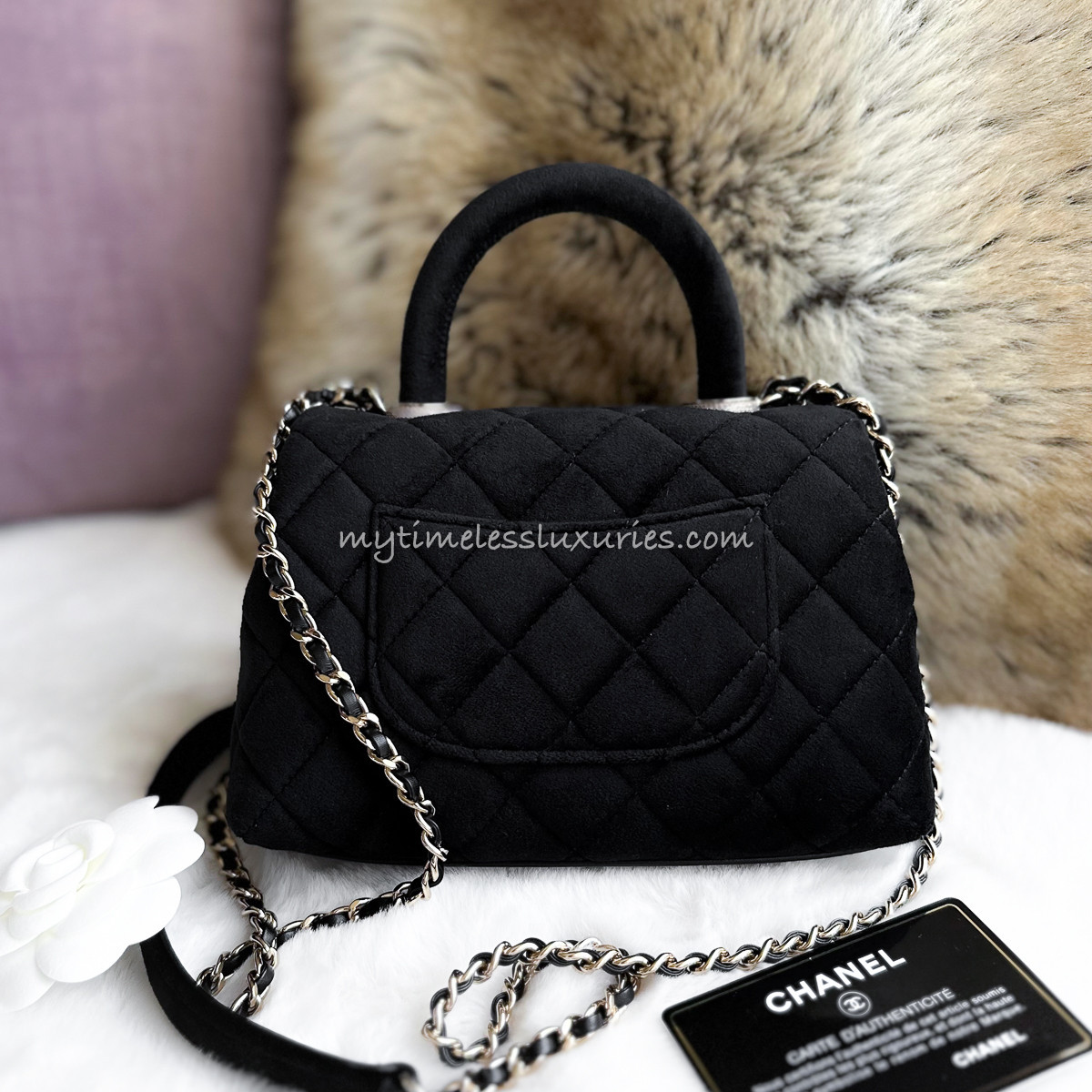 CHANEL 20K Runway Velvet/ Strass Crystals Extra Mini Coco Handle *New ...