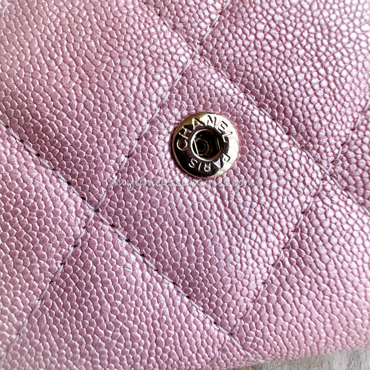 CHANEL 19S Iridescent Pink Card Holder w Chain *New - Timeless Luxuries