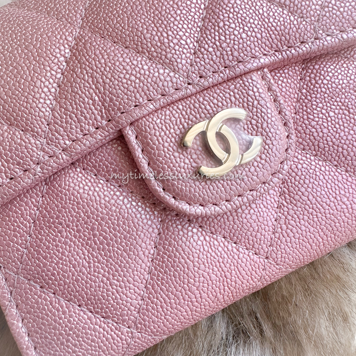 CHANEL 19S Iridescent Pink Card Holder w Chain *New - Timeless Luxuries
