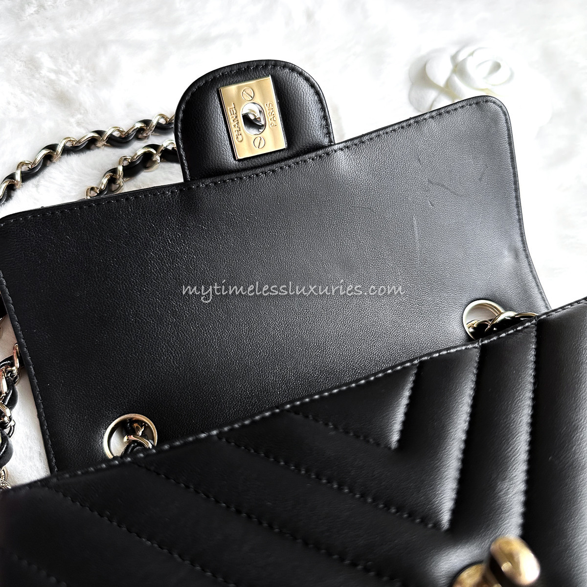 CHANEL Black Chevron Rectangle Mini Flap Bag LGHW - Timeless Luxuries