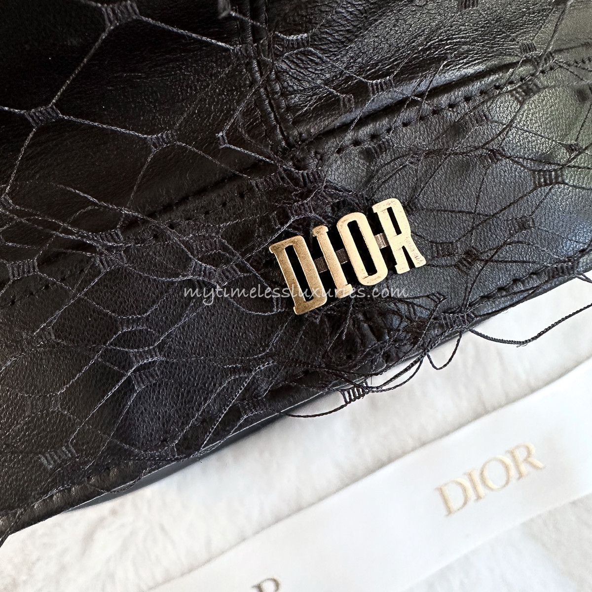 DIOR Paris Revolution Leather Cap with Veil 58 - Timeless Luxuries