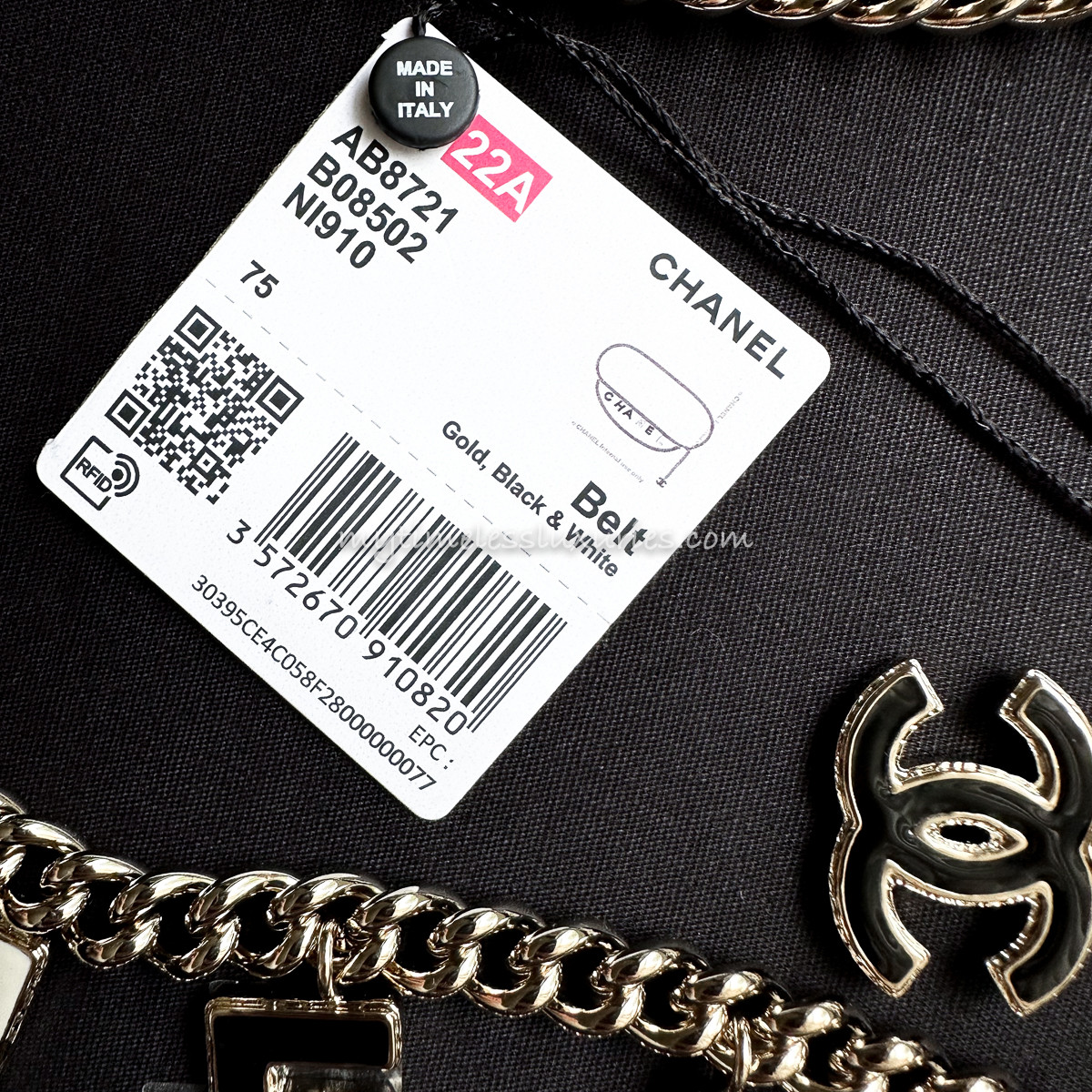 CHANEL 22A Chain Belt Letter Logo Charms 75 *New - Timeless Luxuries