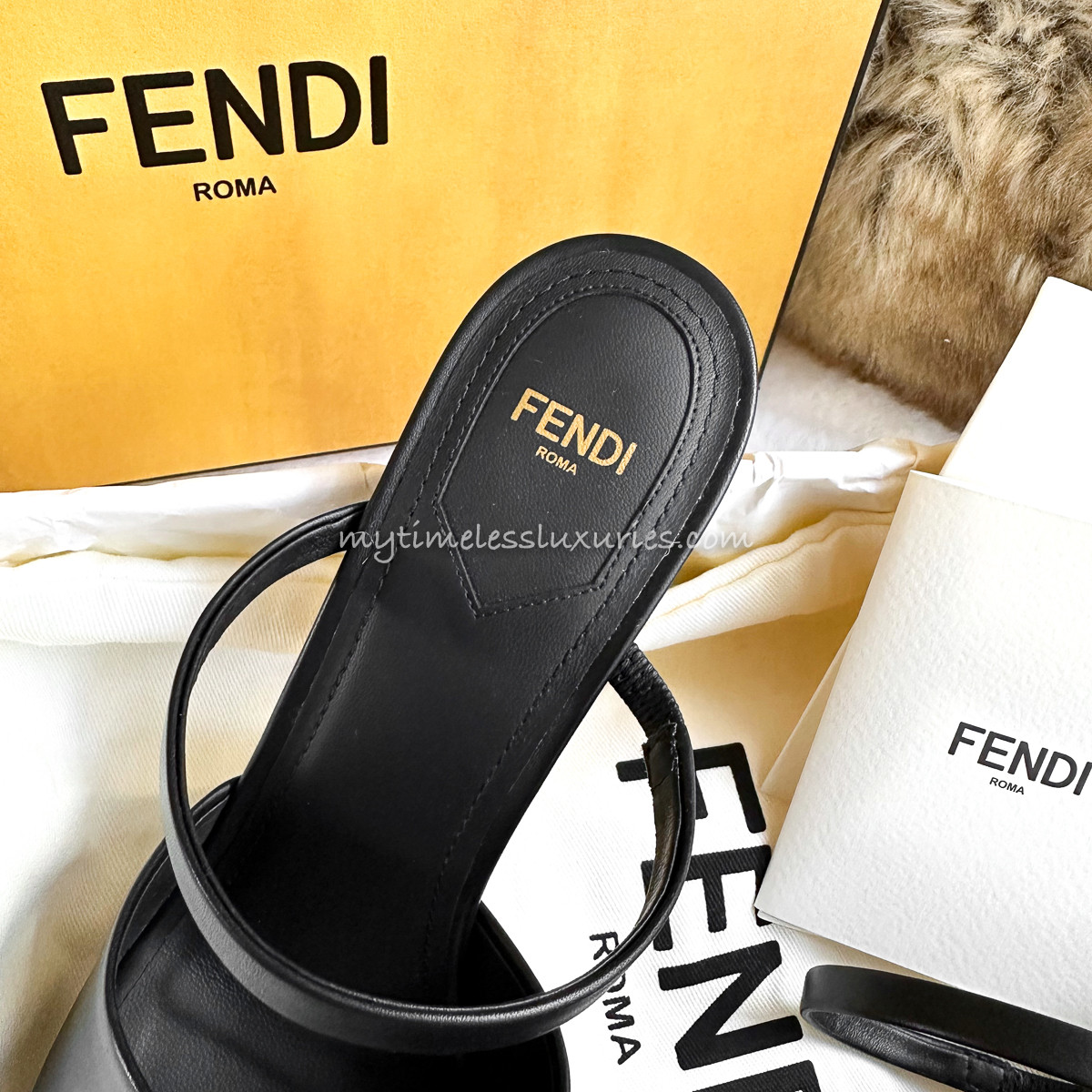 FENDI First High Heeled Sandals Black 39 *New - Timeless Luxuries
