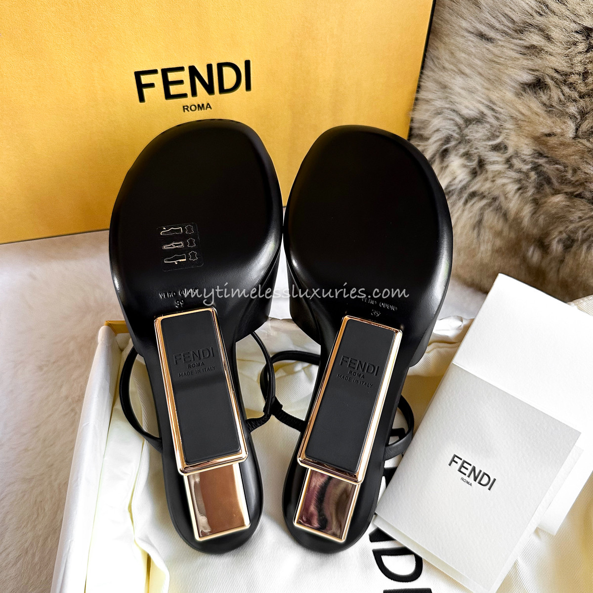 FENDI First High Heeled Sandals Black 39 *New - Timeless Luxuries