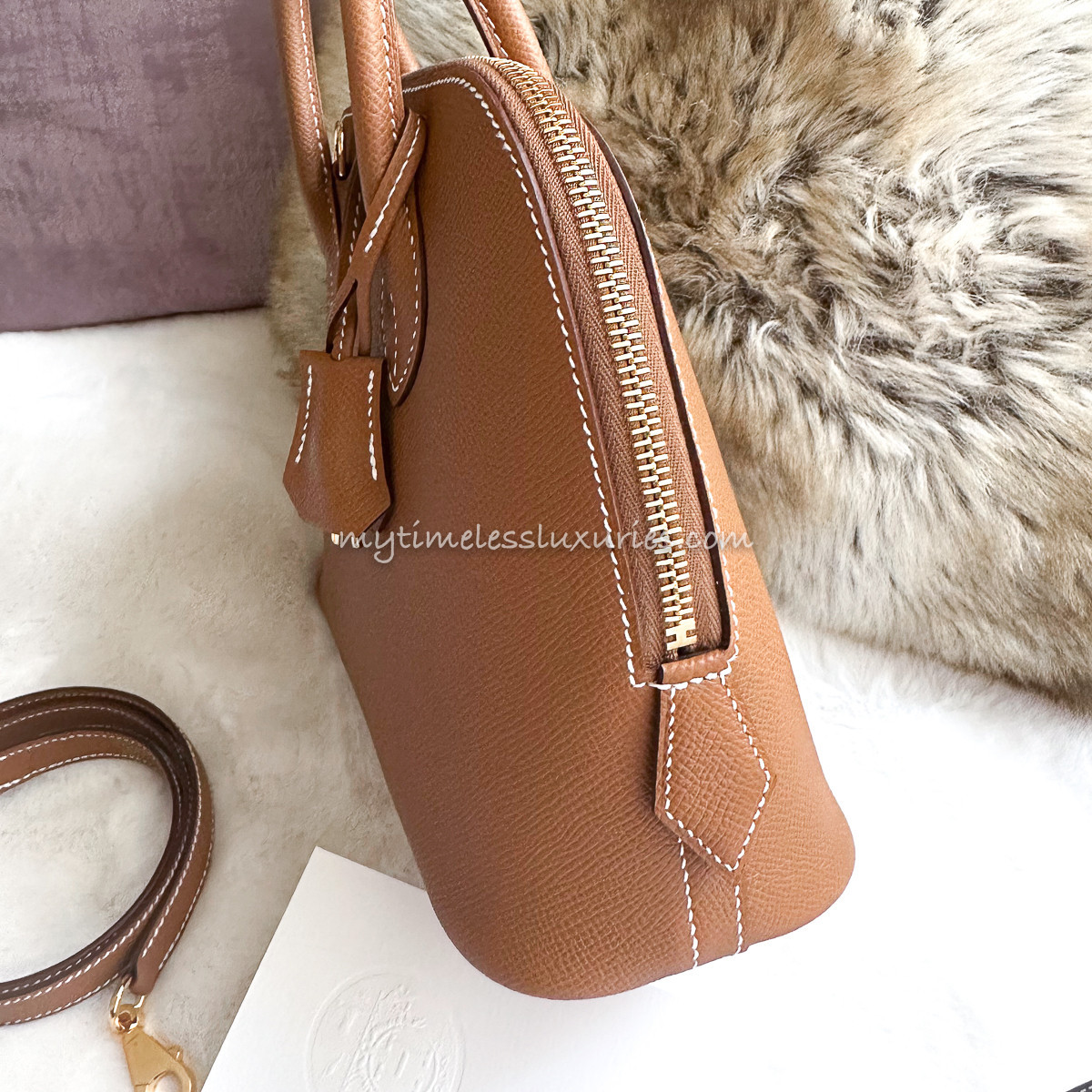 HERMES Bolide 1923 25 Gold Epsom GHW B - Timeless Luxuries