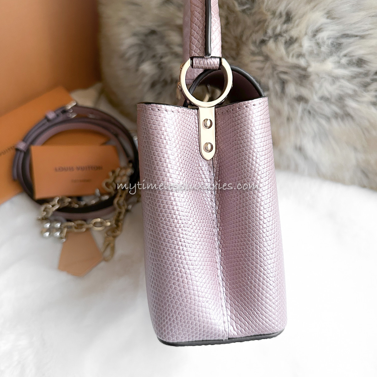 LOUIS VUITTON Capucines Mini Sakura Pink Lizard - Timeless Luxuries